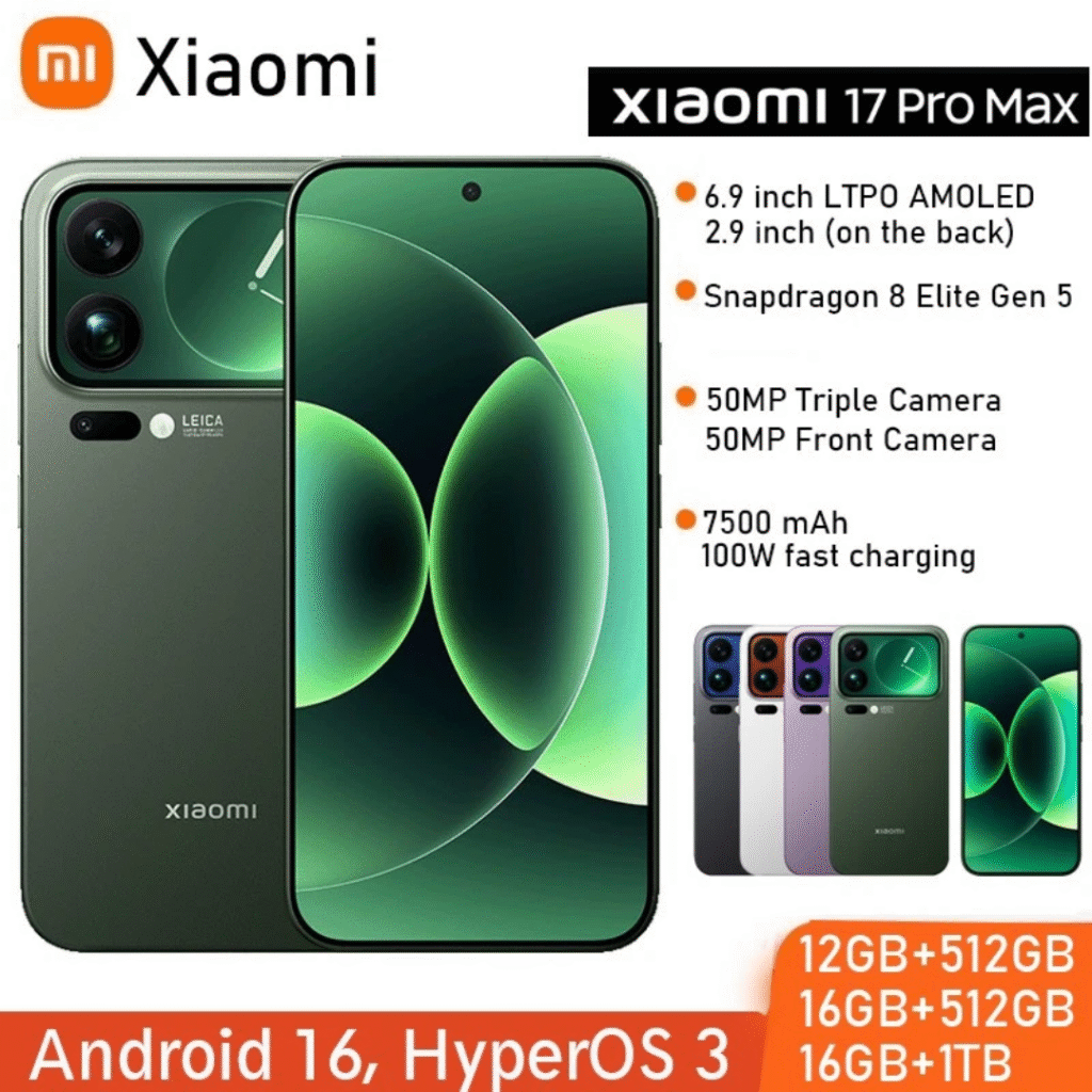 Xiaomi Mi 17 Pro Max 5G Snapdragon 8 Elite Gen 5 tela dupla 50MP ...